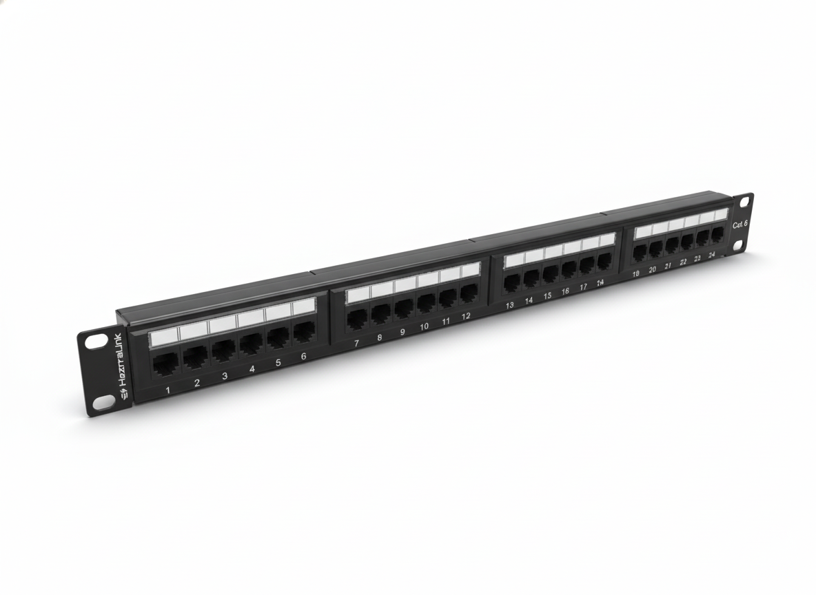 T5800 - Cat6 UTP 24 Port loaded Patch Panel 19inch,1U，no need screws HZR